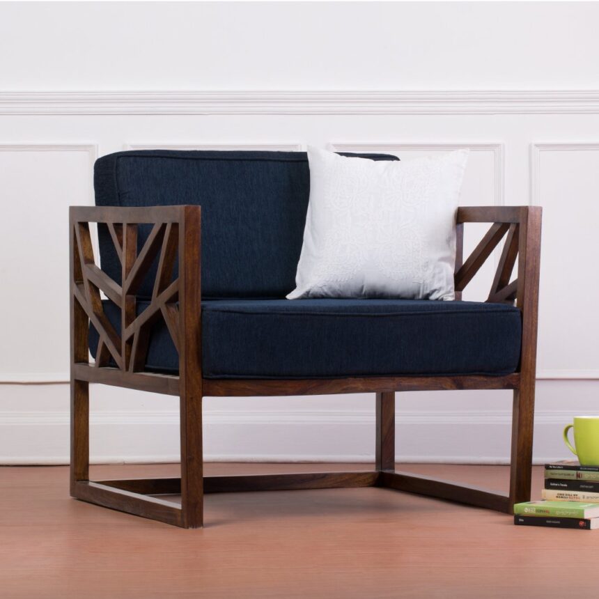 Pipercrafts Amanda Solid Wood Single Seater Sofa In Provincial Teak ...