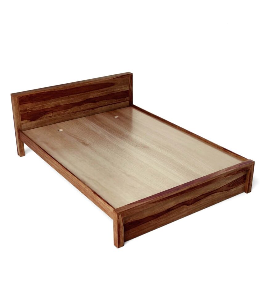 Pipercrafts Sheesham Solid Wood Queen Size Bed In Provincial Teak ...