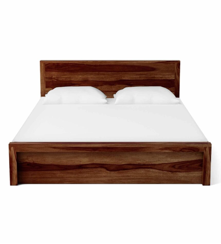 Pipercrafts Sheesham Solid Wood Queen Size Bed In Provincial Teak ...