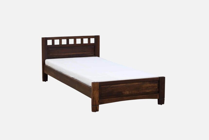 Pipercrafts Sheesham Wood Single Size Bed In Provincial Teak Finish ...